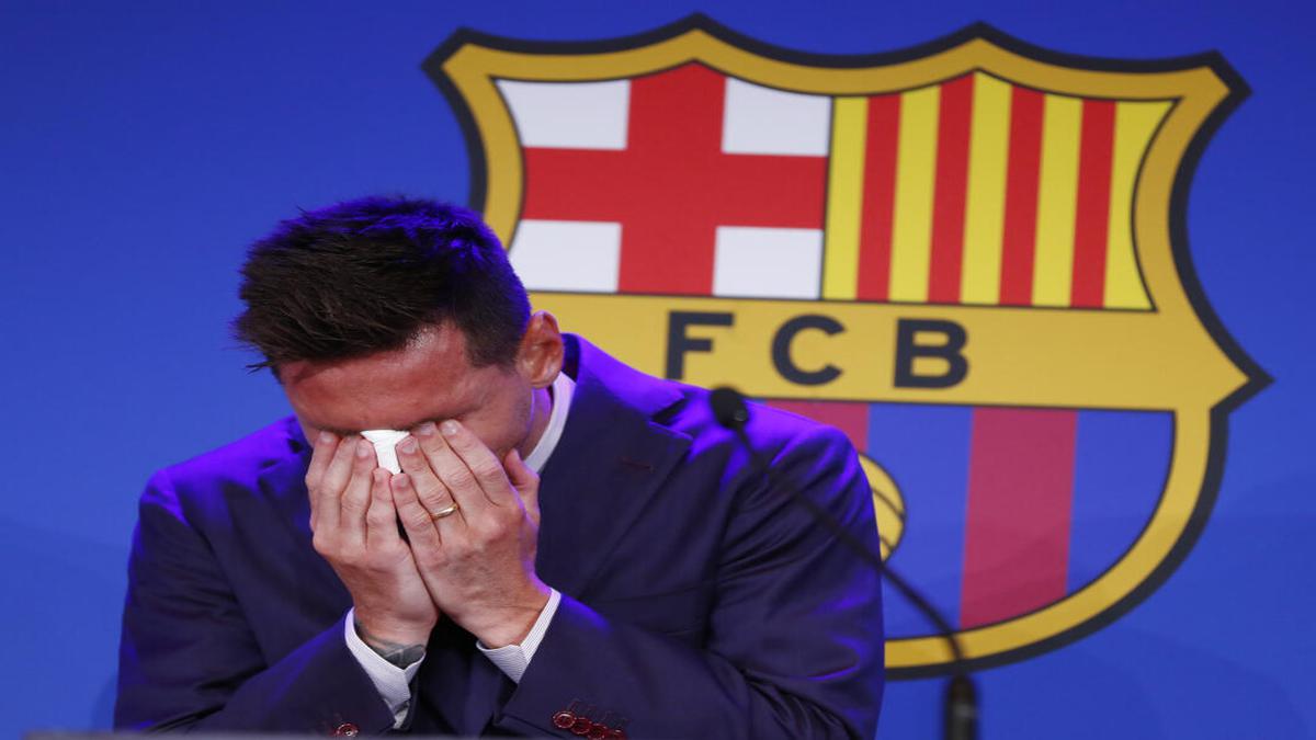Lionel Messi tears up as he confirms he is leaving FC Barcelona - Sportstar