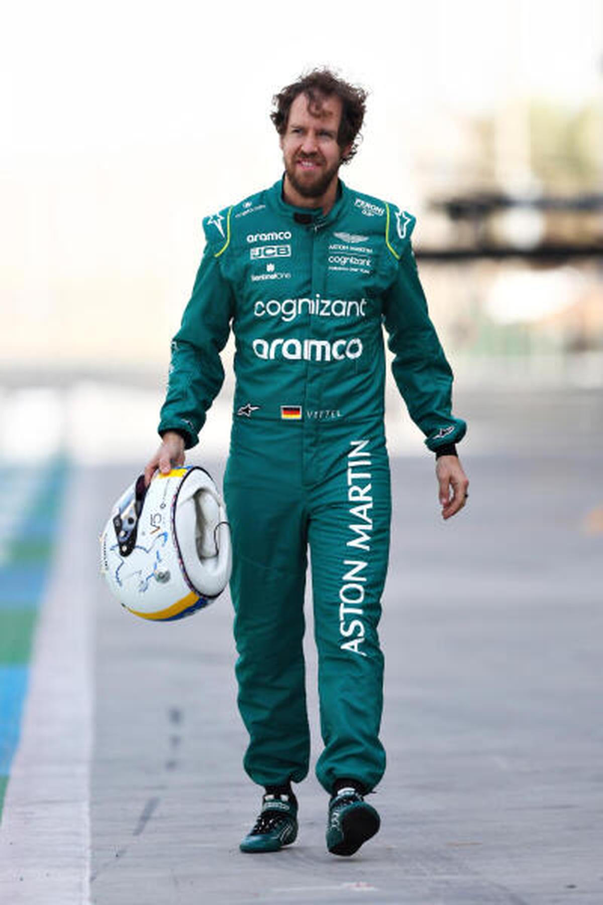 Vettel sports helmet in support of Ukraine during Bahrain pre-season ...
